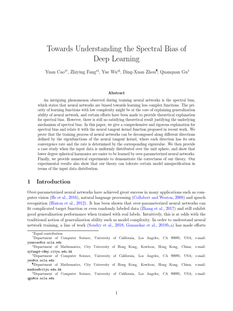 Towards Understanding The Spectral Bias of Deep Learning | PDF | Eigenvalues And Eigenvectors ...