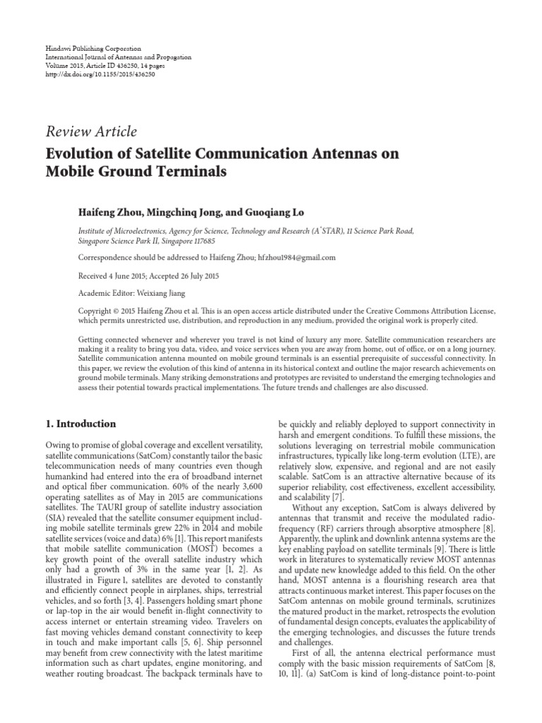 Evolution of Mobile Satellite Antennas | PDF | Antenna (Radio ...