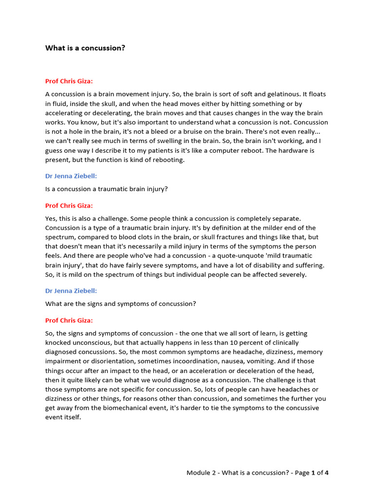 Understanding Concussions: Symptoms & Recovery | PDF | Concussion ...