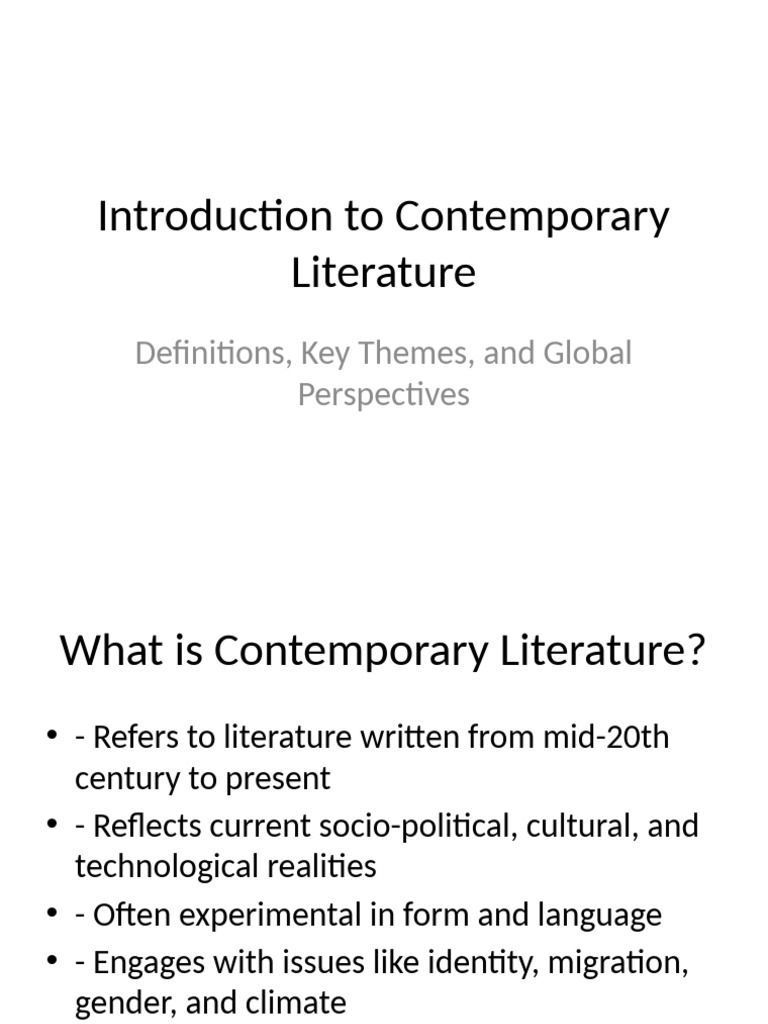 Key Themes in Contemporary Literature | PDF