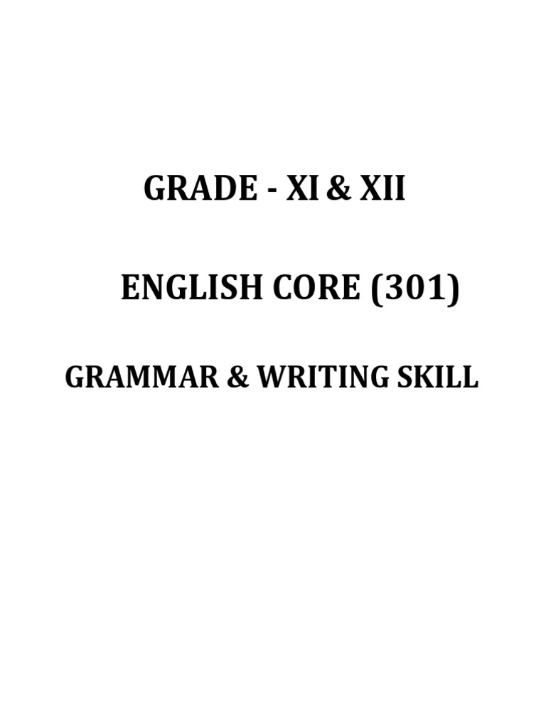 Grade 11th & 12th English Core Grammar & Writing | PDF | Verb | Grammatical Tense