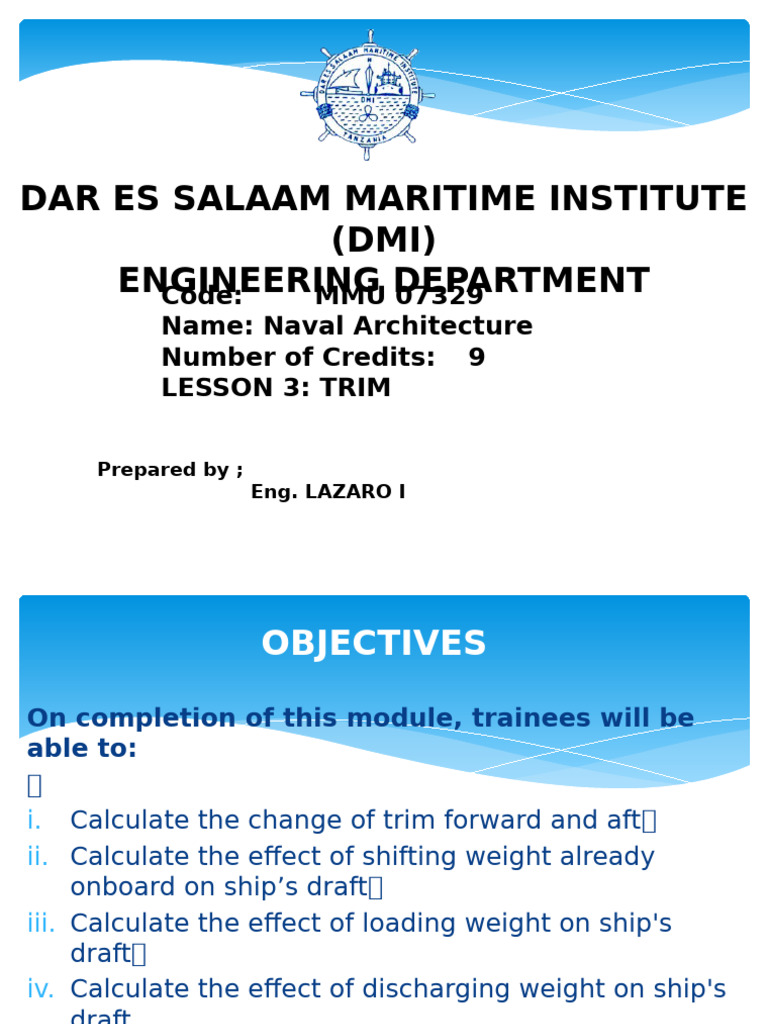 Calculating Ship Trim and Draft Changes | PDF | Buoyancy | Shipbuilding