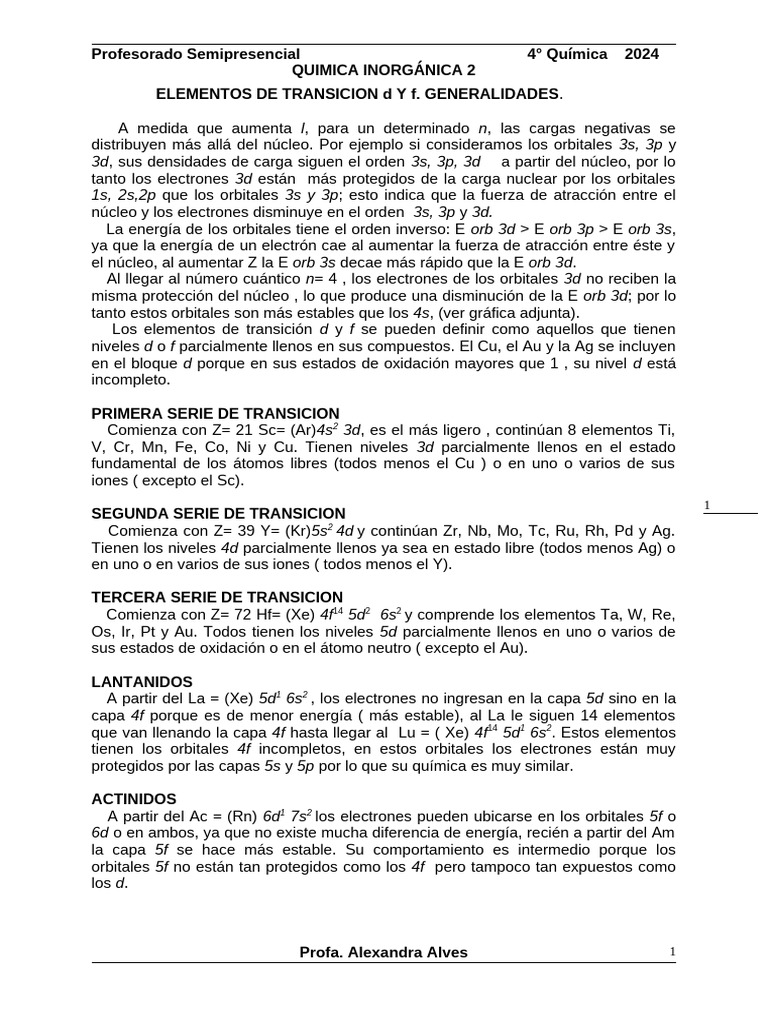 ELEMENTOS DE TRANSICION D Y F | PDF | Metales de transición | Absorción ...