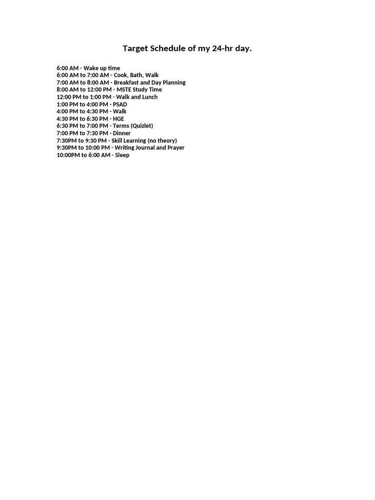 Target Schedule of My 24 | PDF