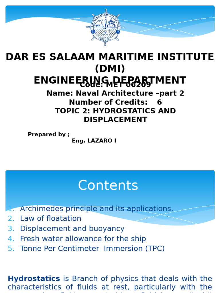 Naval Architecture Lesson 2 | PDF | Buoyancy | Density