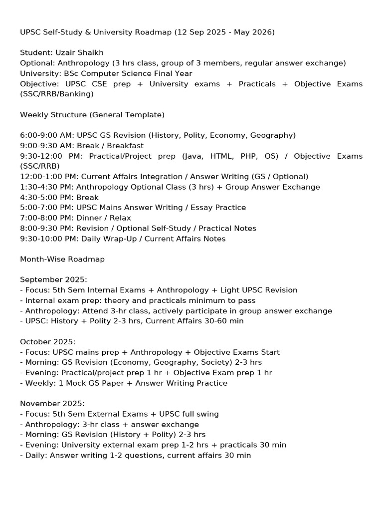 UPSC Self-Study Roadmap 2025-2026 | PDF