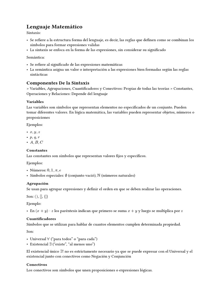 Sintaxis y Semántica en Matemáticas | PDF