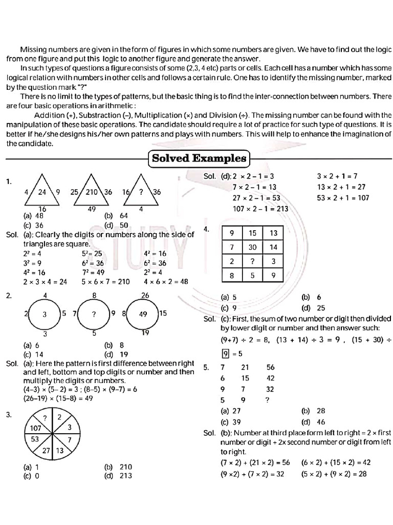 Reasoning Missing Numbers in Figures Notes Today's Target 40 Solved | PDF