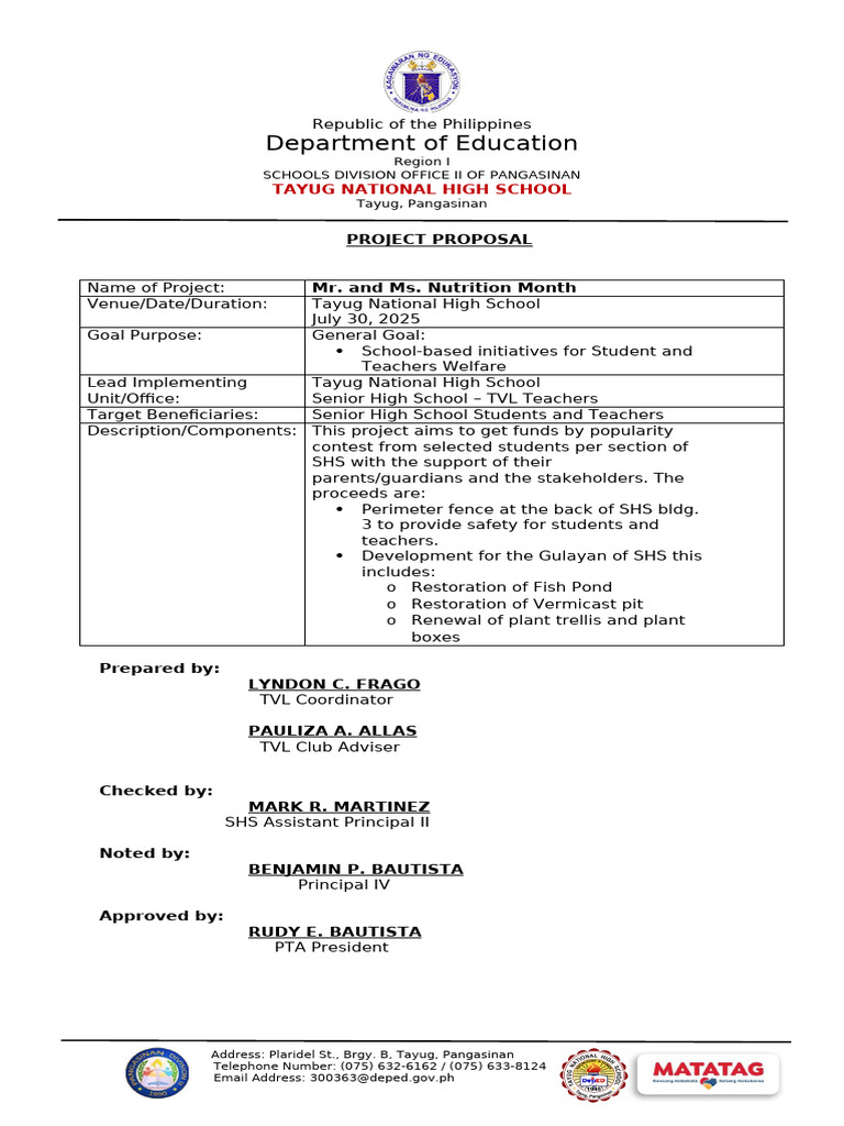 Project Proposal Nutrition Month | PDF