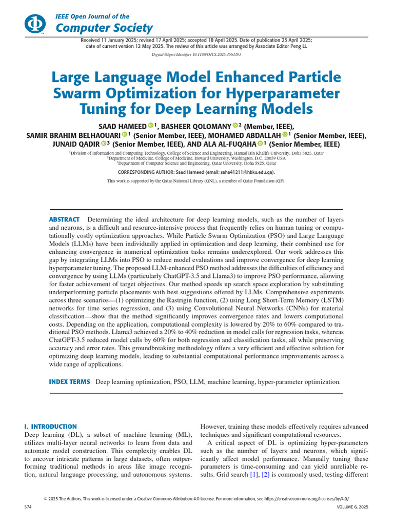 Large Language Model Enhanced Particle Swarm Optimization For Hyperparameter Tuning For Deep ...