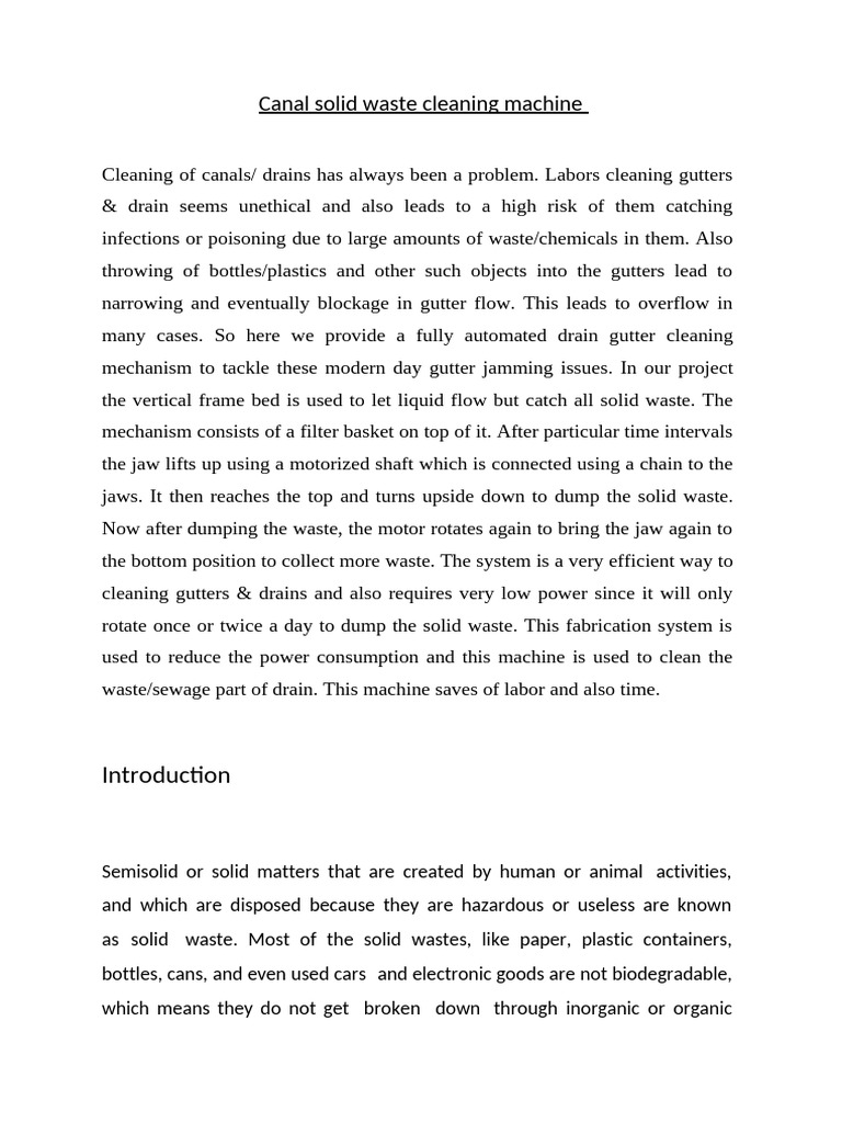 Automated Canal Waste Cleaning Machine | PDF | Rectifier | Electric Motor