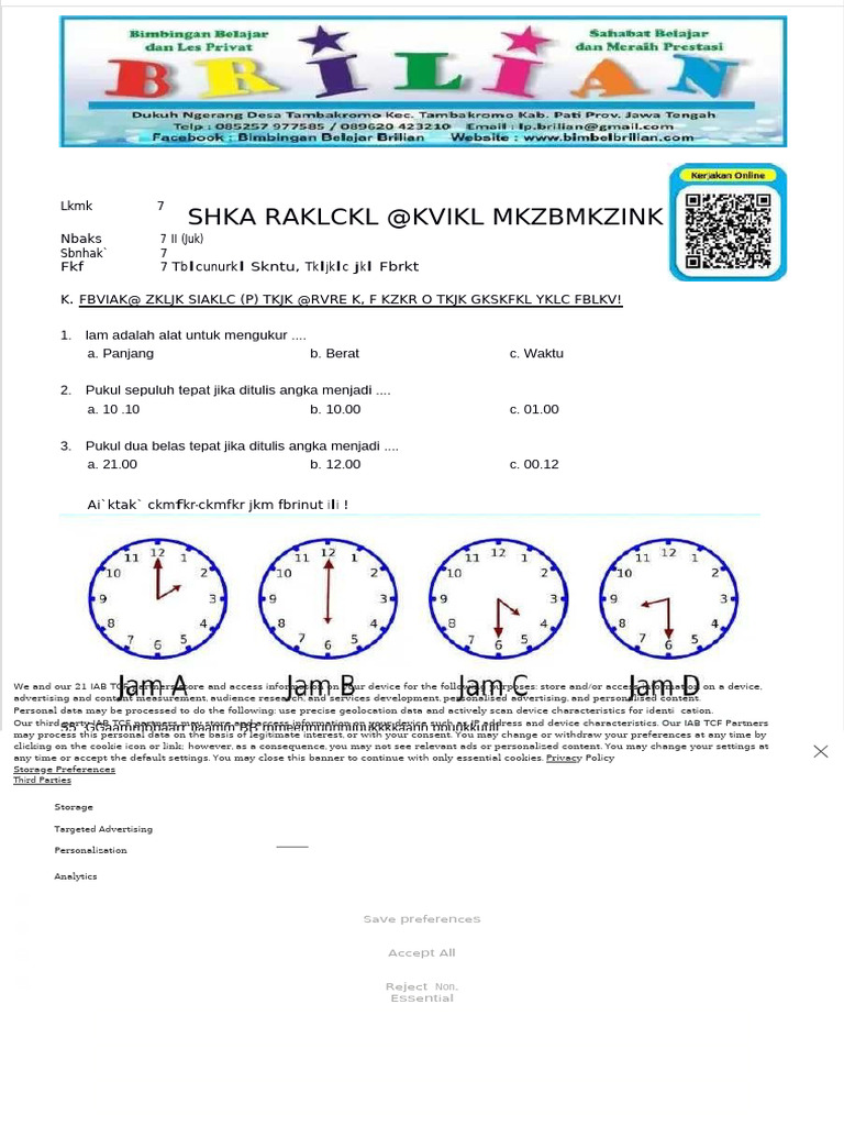 PDF Soal Matematika Kelas 2 Sd Bab 4 Pengkuran Waktu Panjang Dan Berat Dan Kunci Jawaban | PDF ...