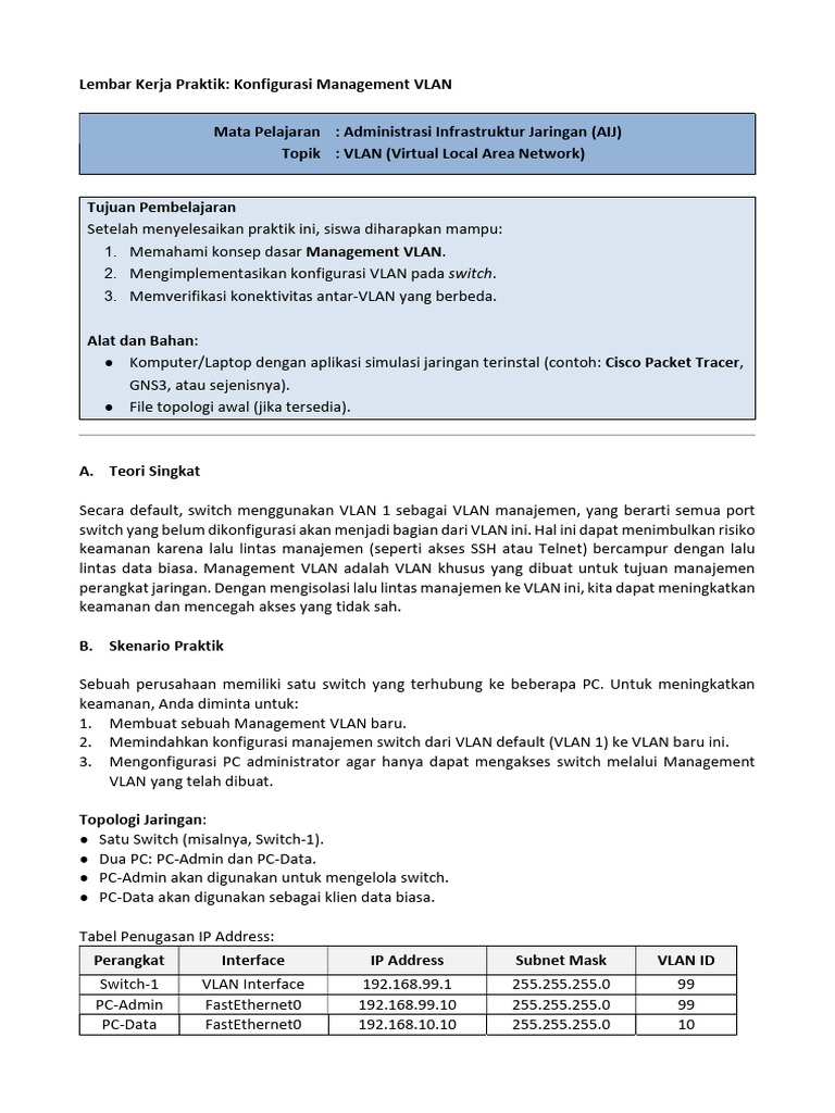 2.4 Jobsheet Management VLAN | PDF