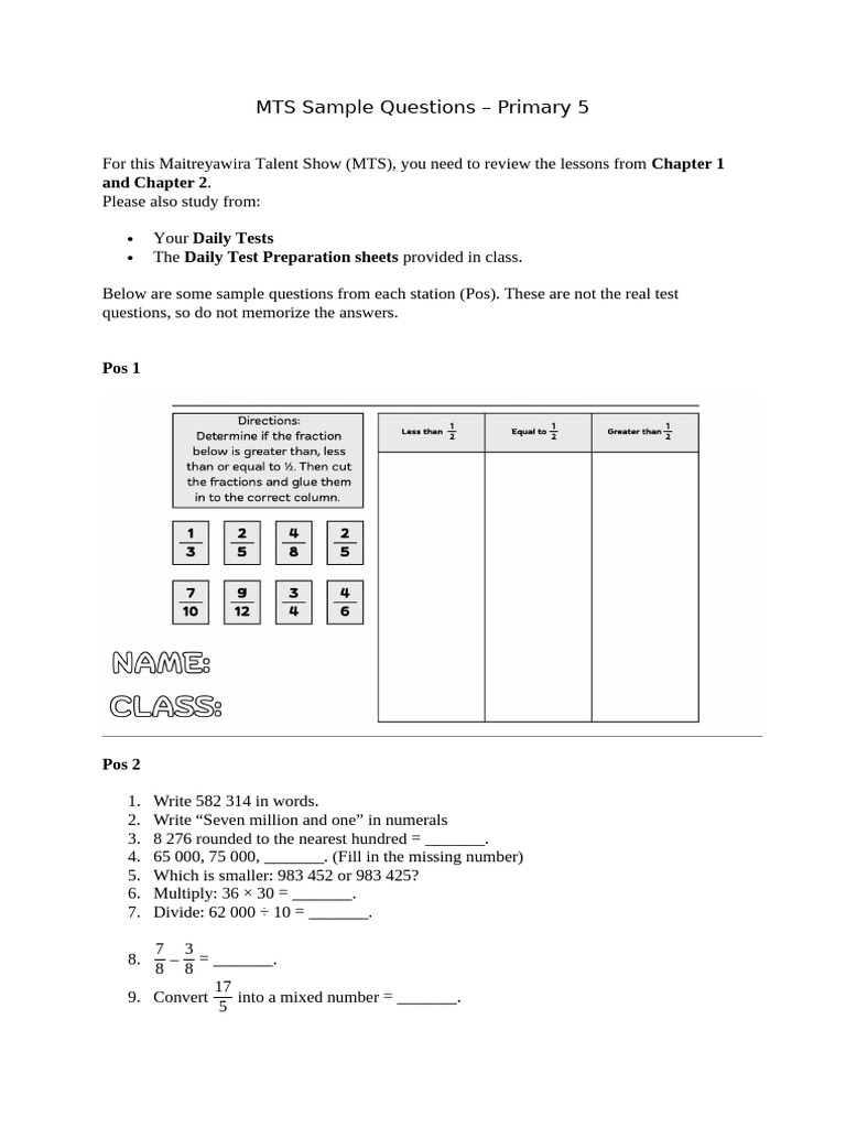 P5 - MTS Sample Questions | PDF