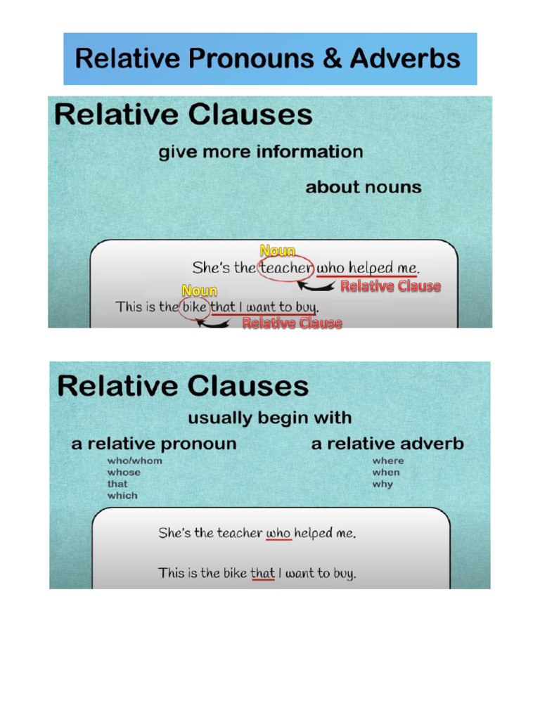 Relative Clauses - Relative Pronouns - Mine | PDF