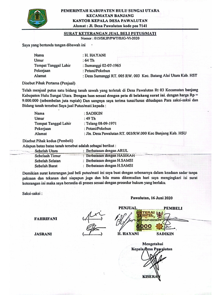 Surat Segel 1 | PDF