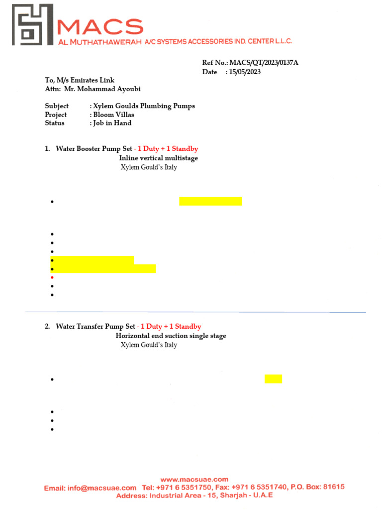 (137A) Option 1 Vertical Booster With Each Pum P VFD Bloom Villas | PDF | Pump | Turbomachinery
