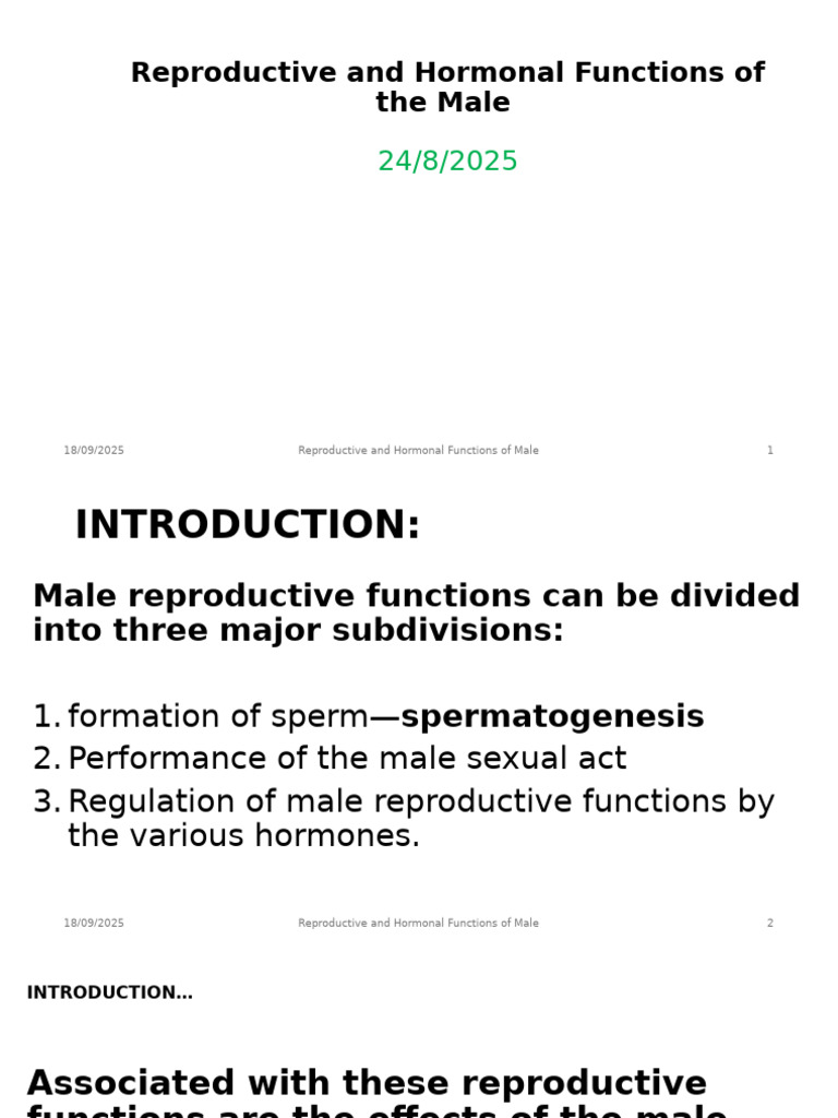 Functions of Male Reproductive System | PDF | Testicle | Sperm