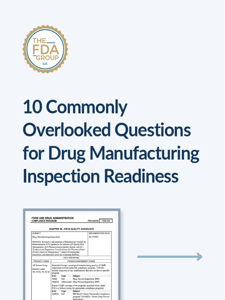 Key Questions for FDA Inspection Readiness | PDF | Audit | Food And ...