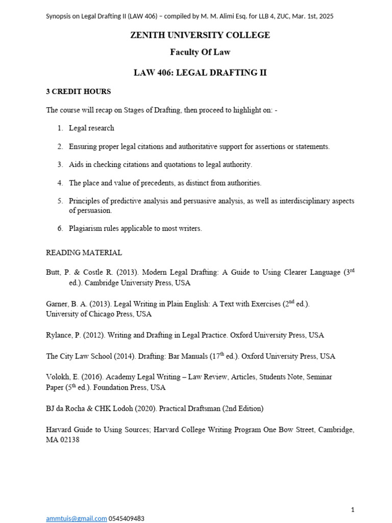 Legal Drafting II Overview for LLB 4 | PDF | Methodology | Quantitative ...