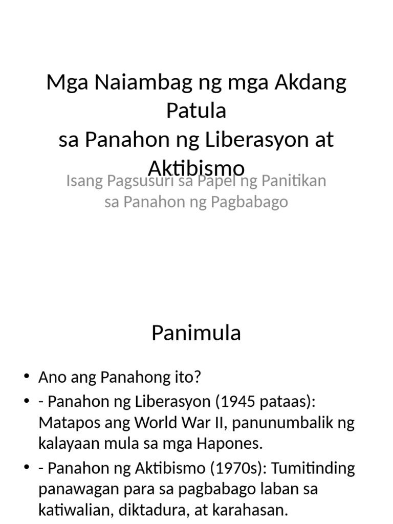 Naiambag NG Patula Liberasyon Aktibismo | PDF