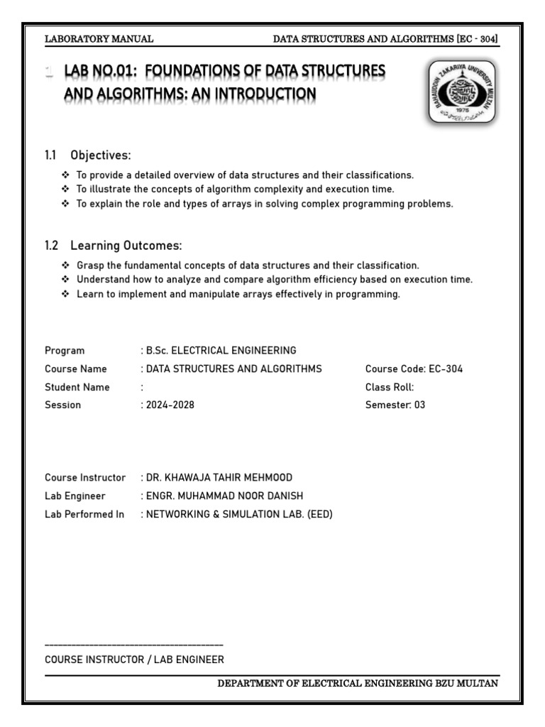 DSA-2K24-28-EED-LAB 01 | PDF | Algorithms | Data Structure