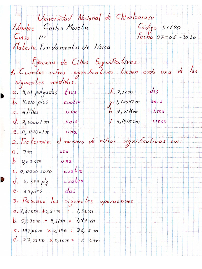 Carlos Moreta, Ejercicios, Cifras Significativas | PDF