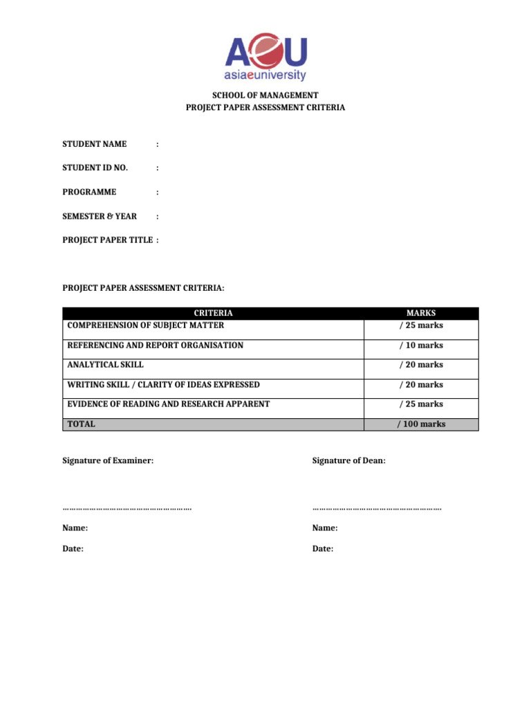 4-Project Paper Evaluation Form | PDF
