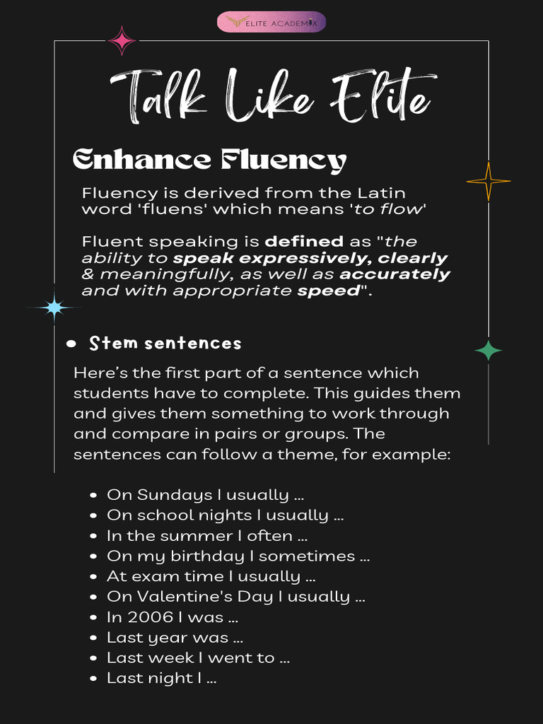 Fluency Enhancement Activities for Students | PDF