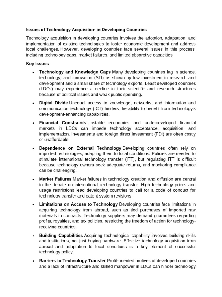 Challenges in Technology Acquisition for Developing Nations | PDF ...
