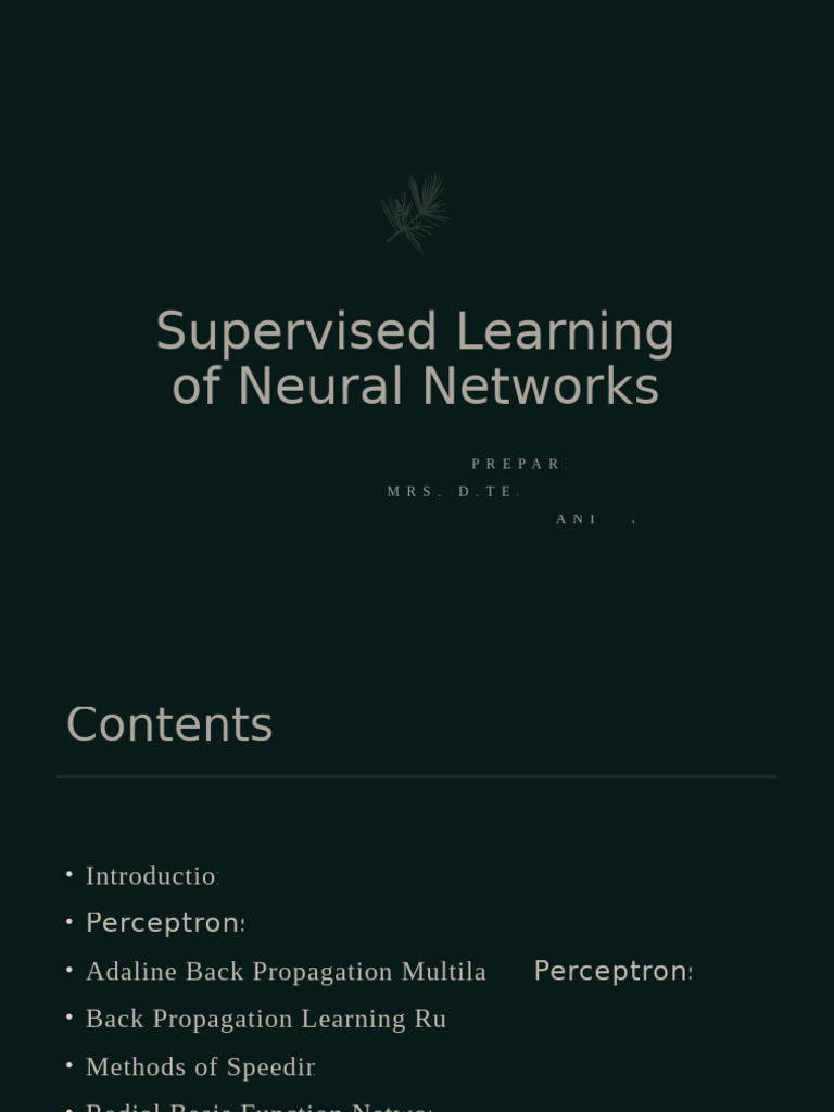 Supervised Learning of Neural Networks | PDF | Statistical Classification | Computational ...
