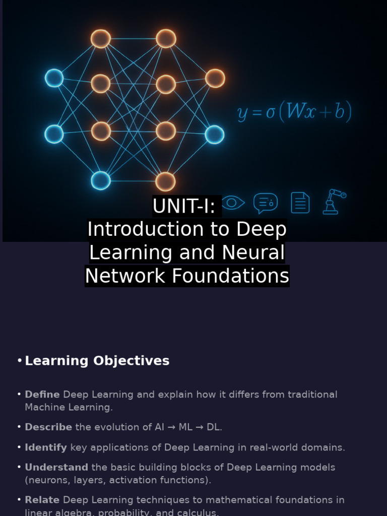 Unit1 DeepLearning Part 1 | PDF | Deep Learning | Machine Learning