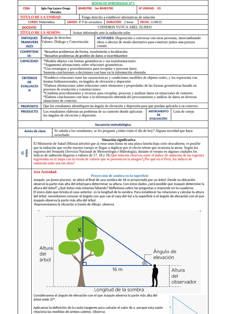 Sesion de Aprendizaje Nº2 - 4° Grado Matema - Unidad 1 Abel | PDF | Aprendizaje | Depresión ...