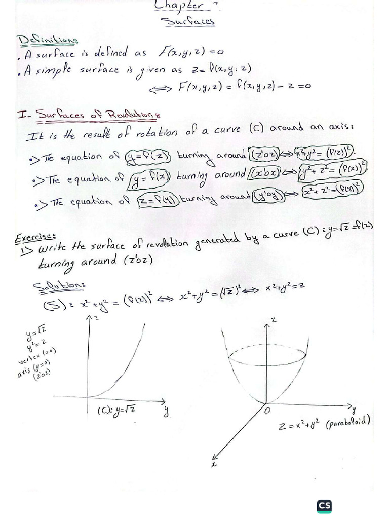 MTH 206 - Lecture 1 - Quadratic Surfaces | PDF