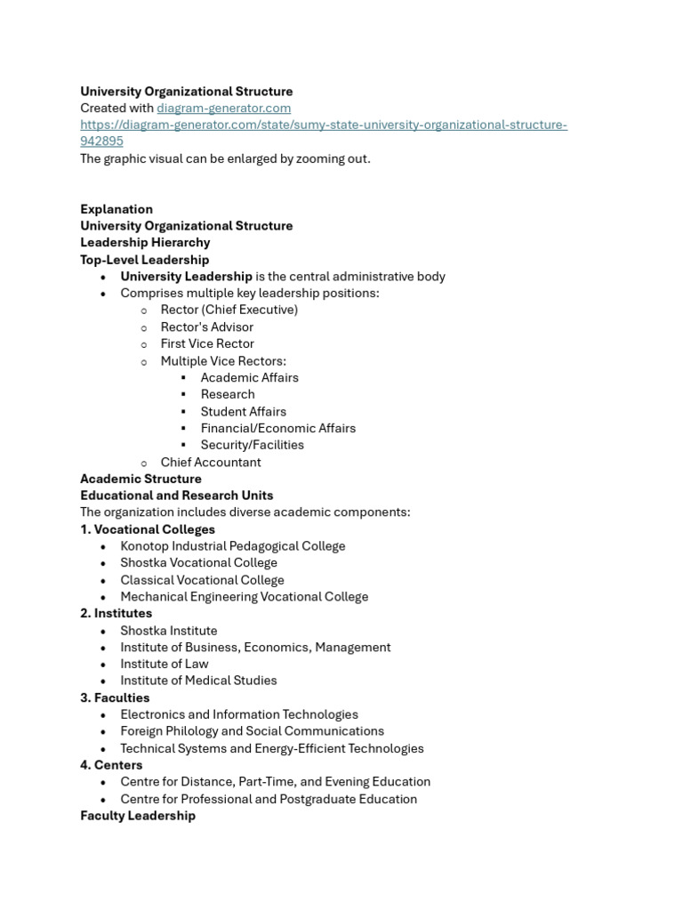 Organigram of The University Organisational Structure | PDF