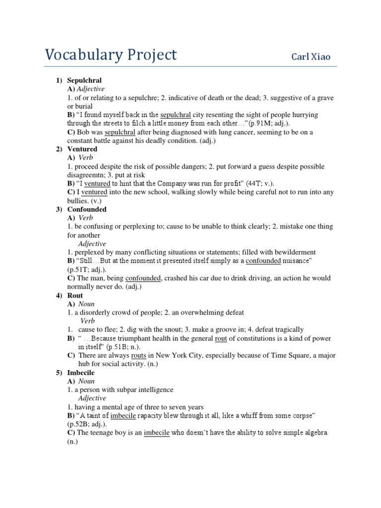 Vocabulary Project: Carl Xiao | PDF | Adjective