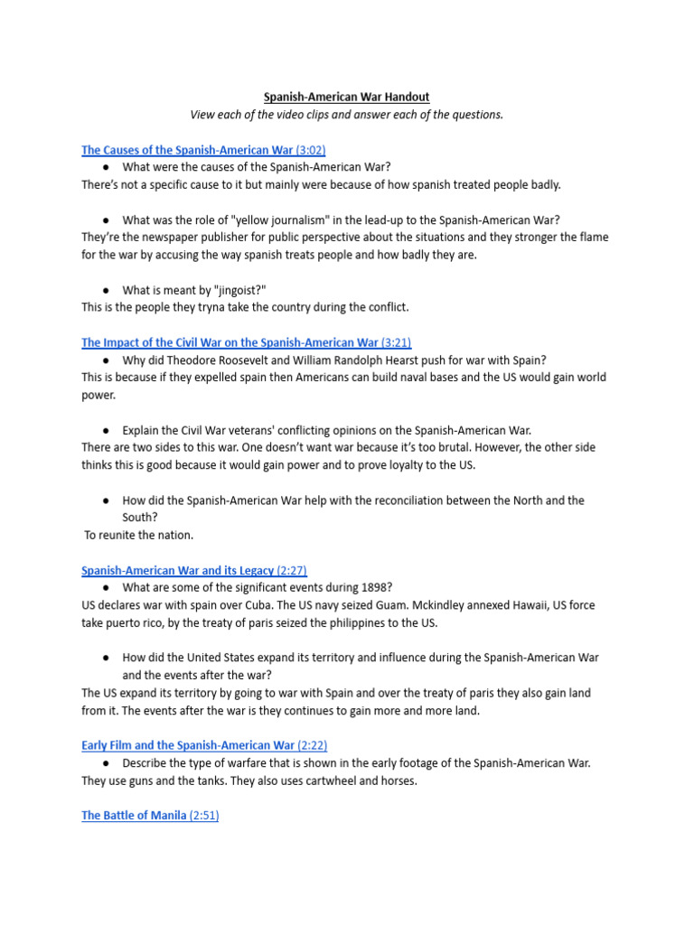 Spanish-American War Overview and Impact | PDF | International ...