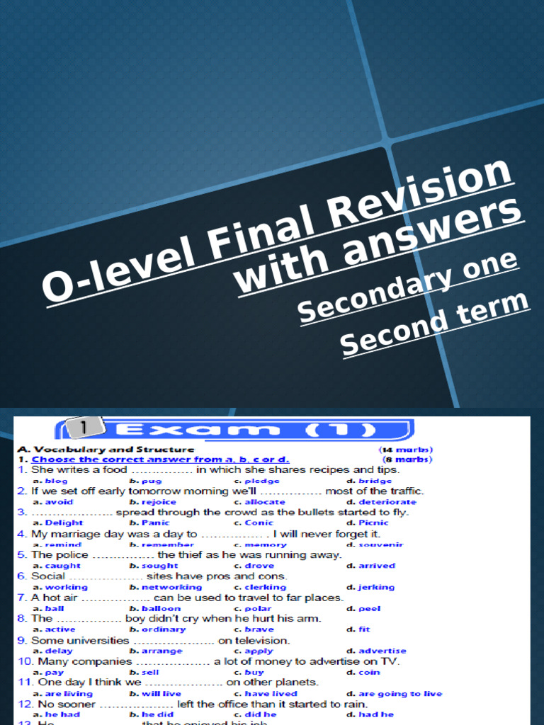 O-Level Final Revision With Answers | PDF