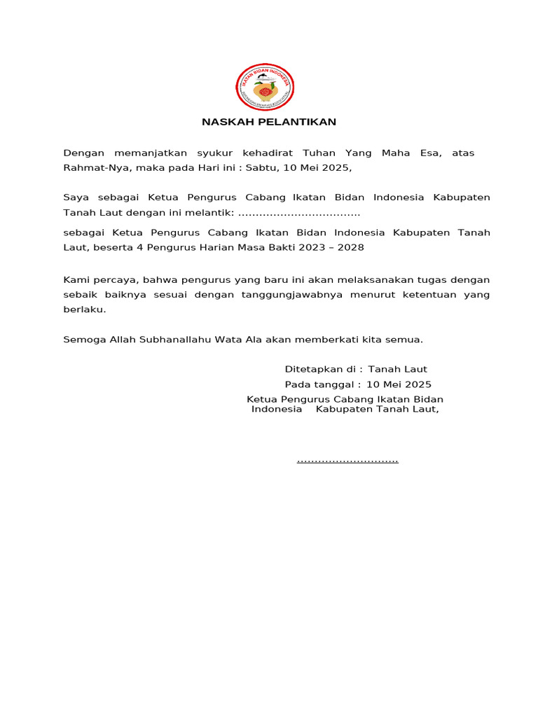 Naskah Pelantikan | PDF