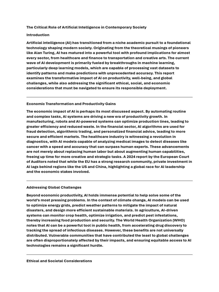 The Impact of AI on Society Today | PDF | Artificial Intelligence ...