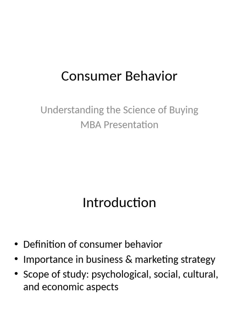 Consumer Behavior MBA With Notes | PDF | Consumer Behaviour | Behavior