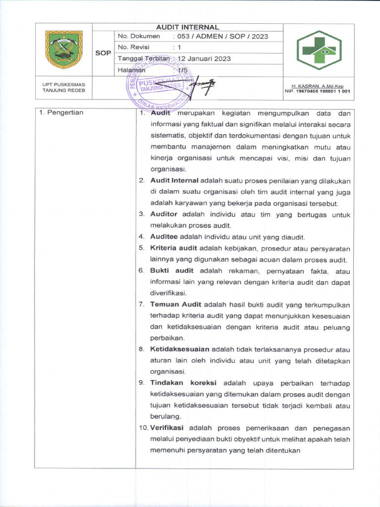 Sop Audit Internal | PDF