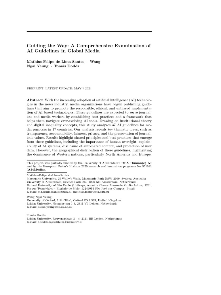 AI Guidelines for Media Ethics and Practice | PDF | Artificial ...