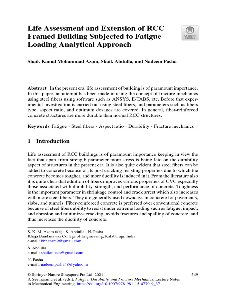 RCC Building Life Assessment with Steel Fibers | PDF | Fatigue ...