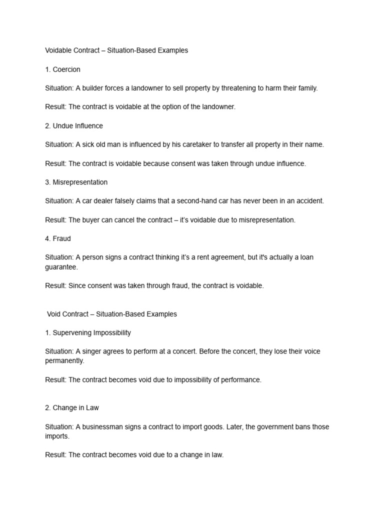 Examples of Voidable and Void Contracts | PDF
