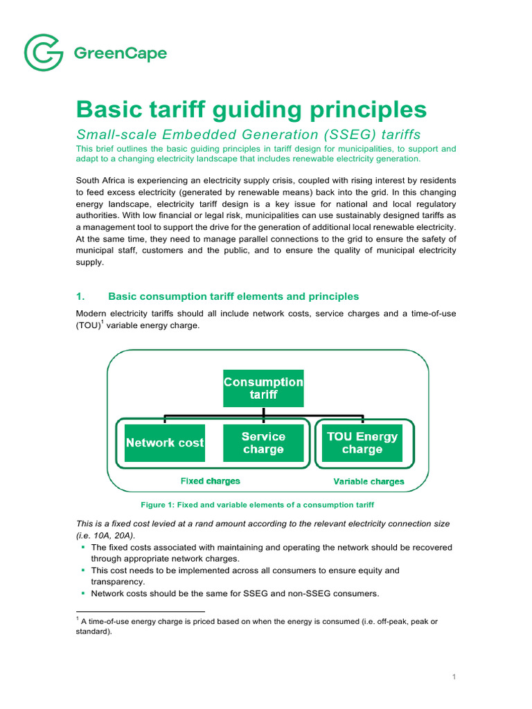 Basic Tariff Principles For Small Scale Embeddd Generation | PDF ...