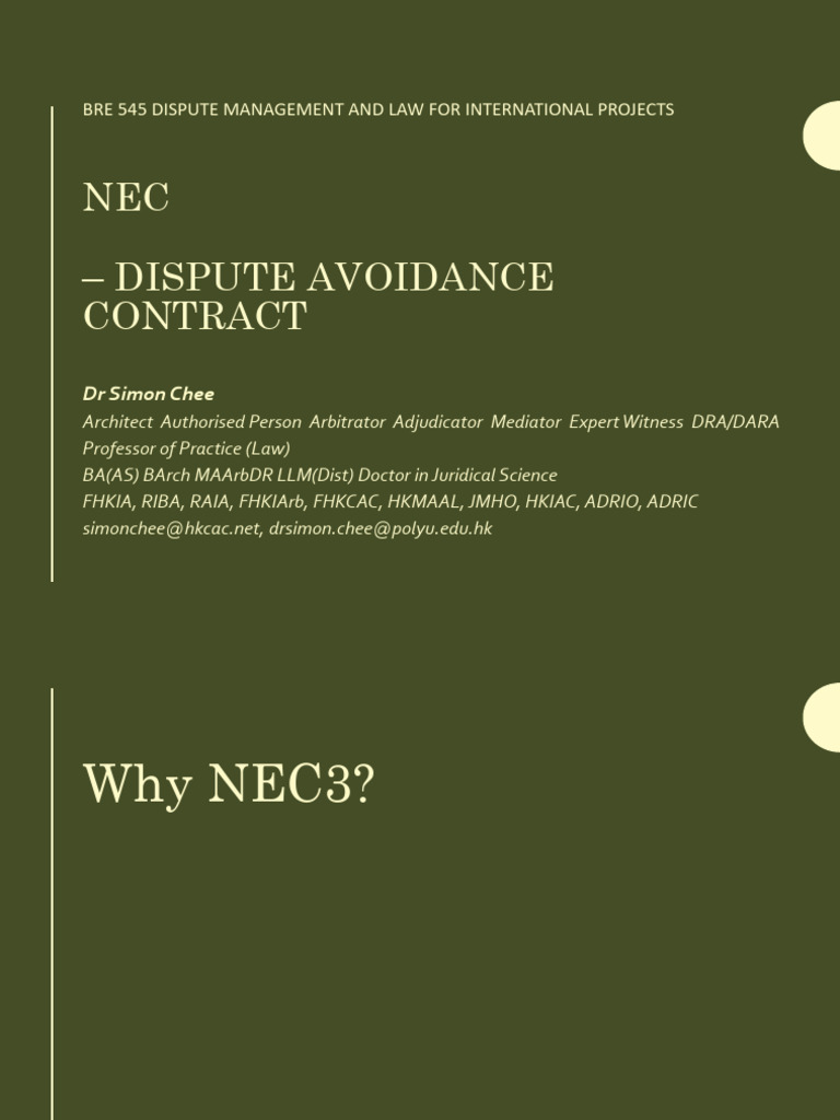 Lesson 6 - NEC Dispute Avoidance Contract | PDF | Business