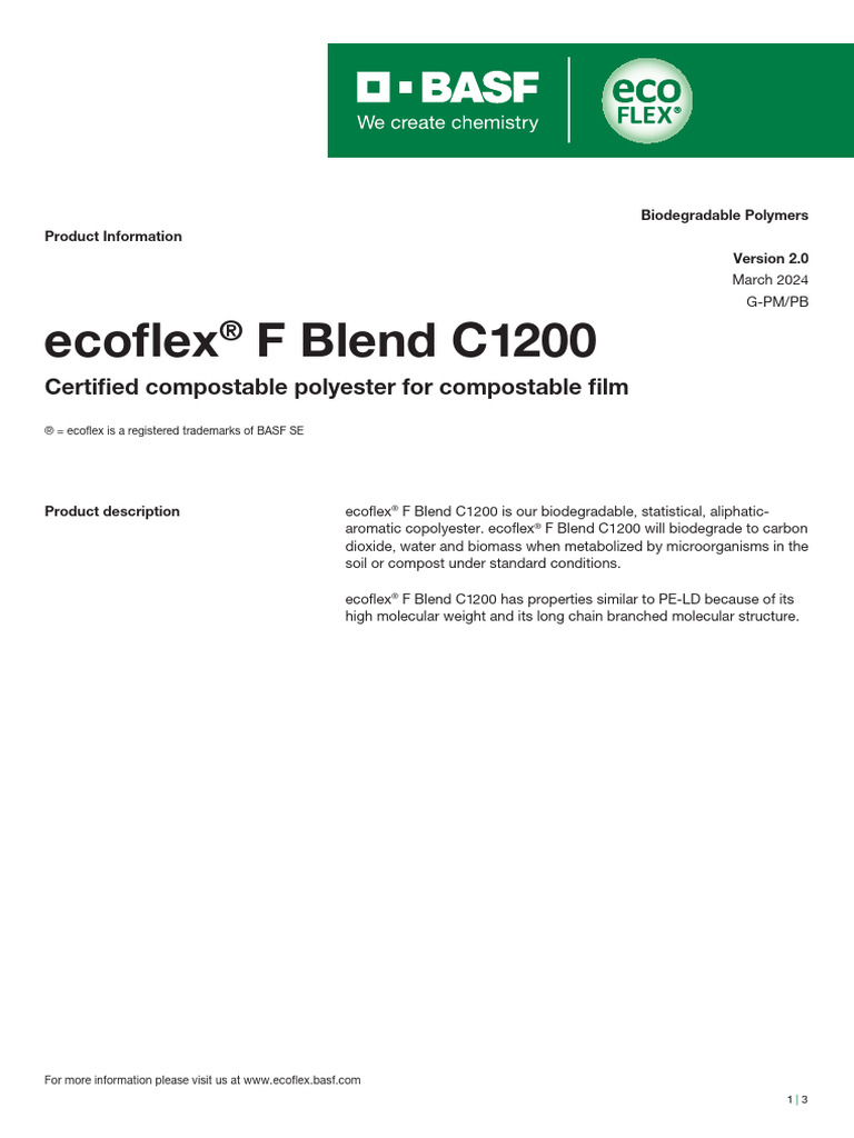 ecoflex® F Blend C1200 Compostable Film | PDF | Biodegradation | Materials