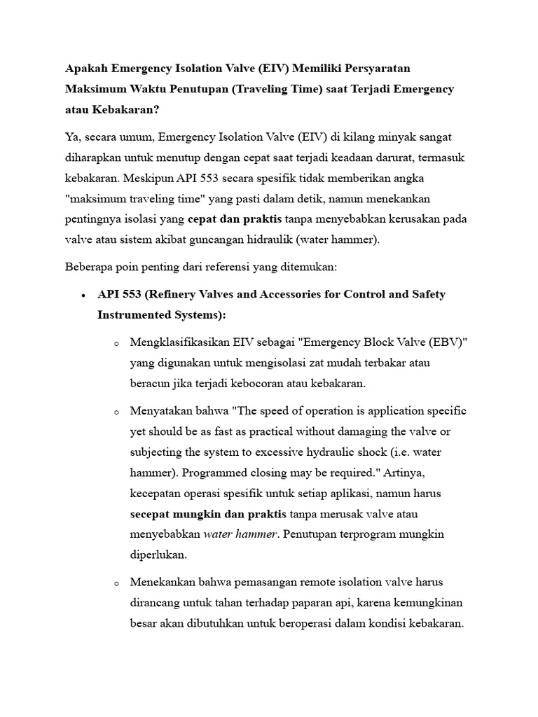 Emergency Isolation Valve (EIV) | PDF