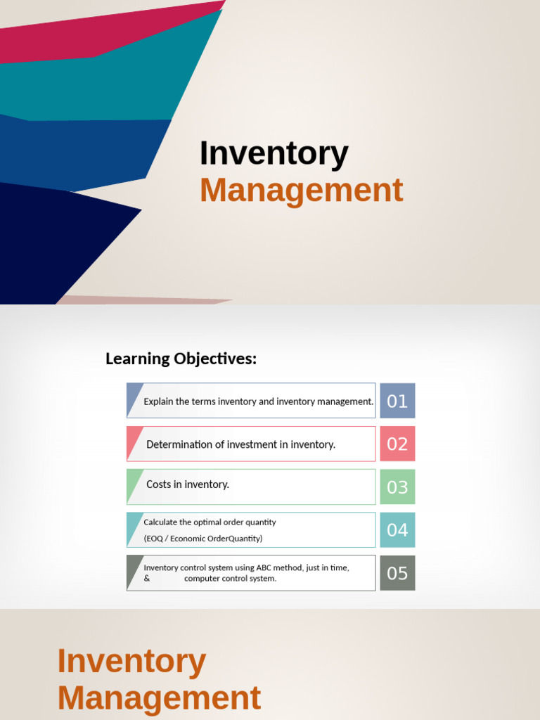 Inventory Management | PDF | Inventory | Lean Manufacturing